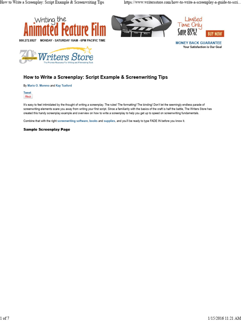 Writers-Store-Screenplay-Format-Guide | PDF | Screenplay | Screenwriting