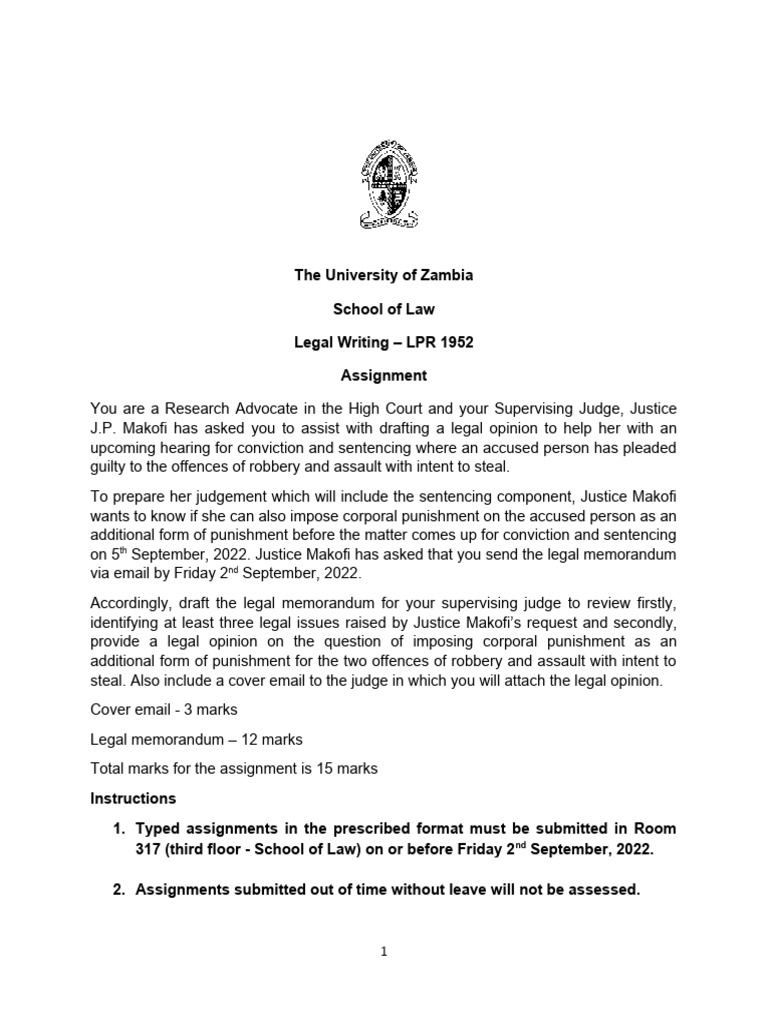 Legal Writing Assignment - Final | PDF