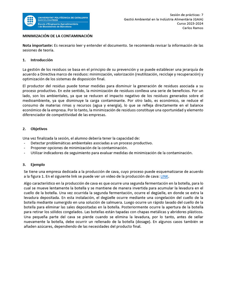 Practica 7 - minimización de la contaminación | PDF | Residuos | Business