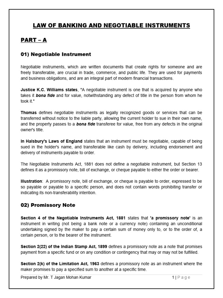 Banking Law: Instruments Explained | PDF | Negotiable Instrument | Cheque