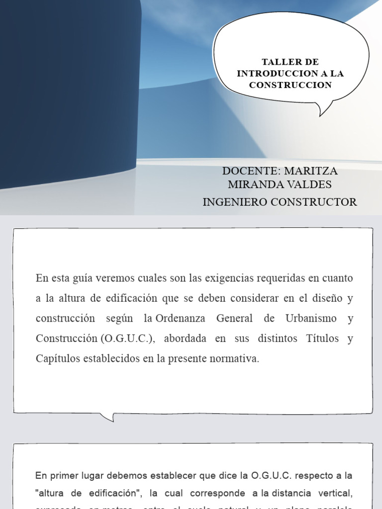 Exigencias para Definir Las Alturas de Edificación Según La OGUC PPT 1 | PDF | Planificación ...