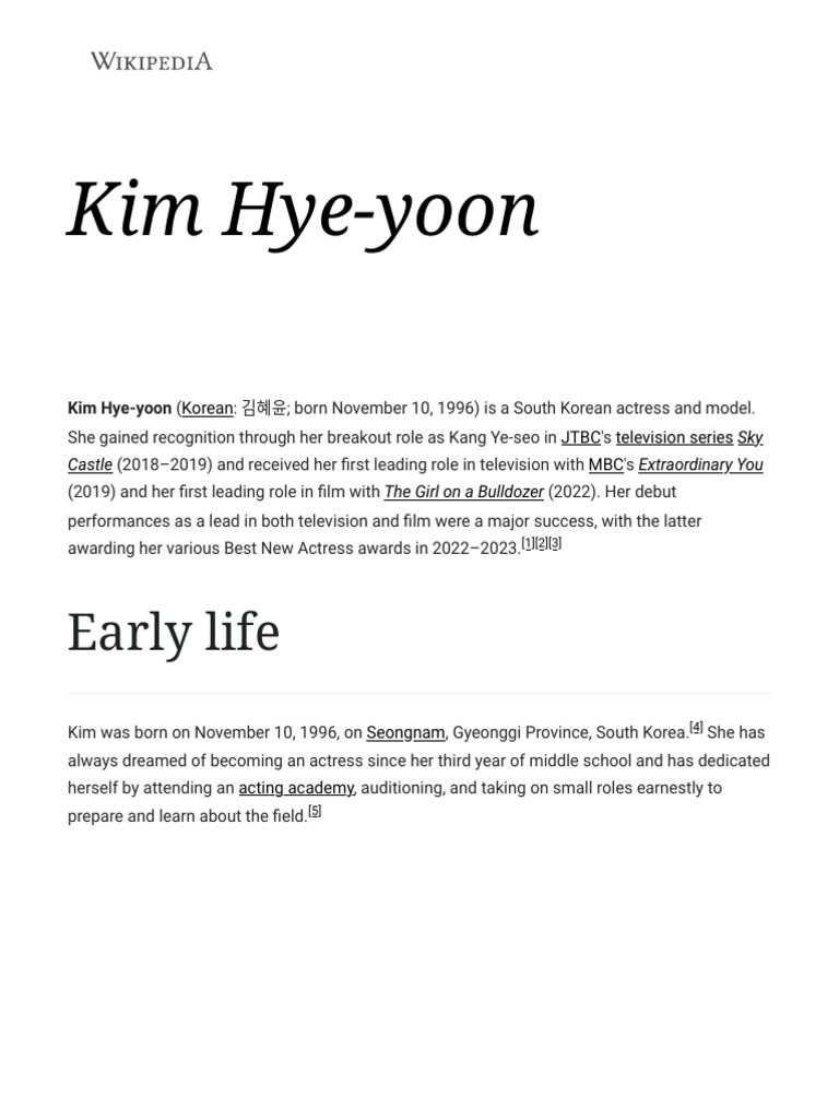 Kim Hye-Yoon - Wikipedia | PDF