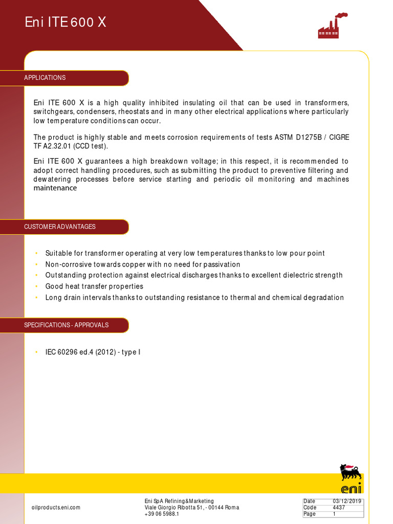Item 15 Tds Eni Ite 600 X | PDF | Electricity | Building Engineering