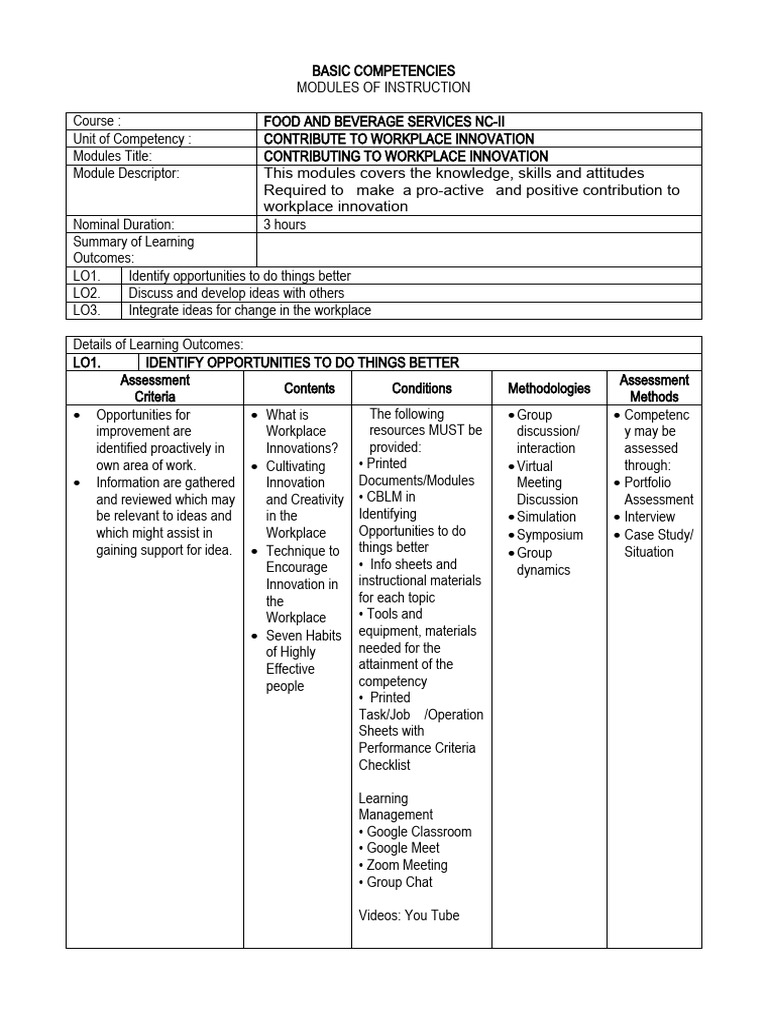 CBC - Module of Instruction Basic 5 | PDF | Simulation | Learning