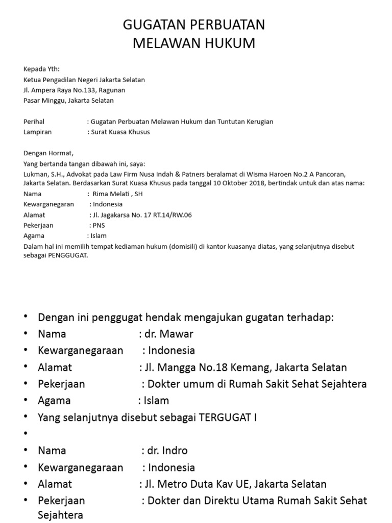 Gugatan Perbuatan Melawan Hukum Medis | PDF