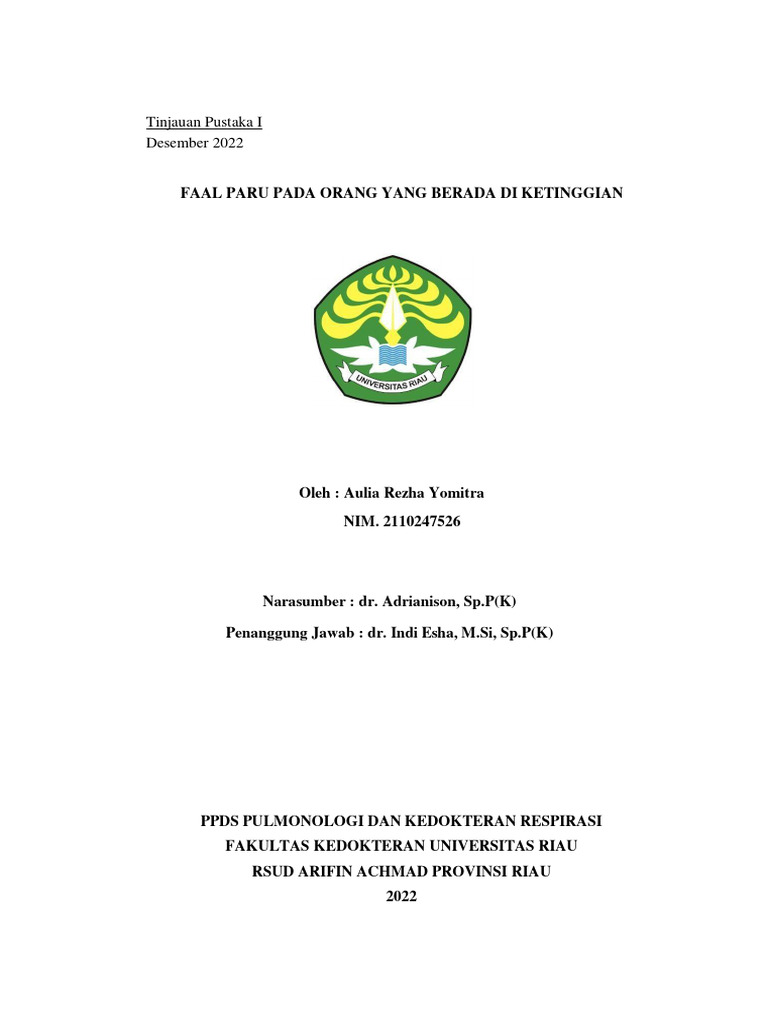 Faal Paru dan Aklimatisasi di Ketinggian | PDF