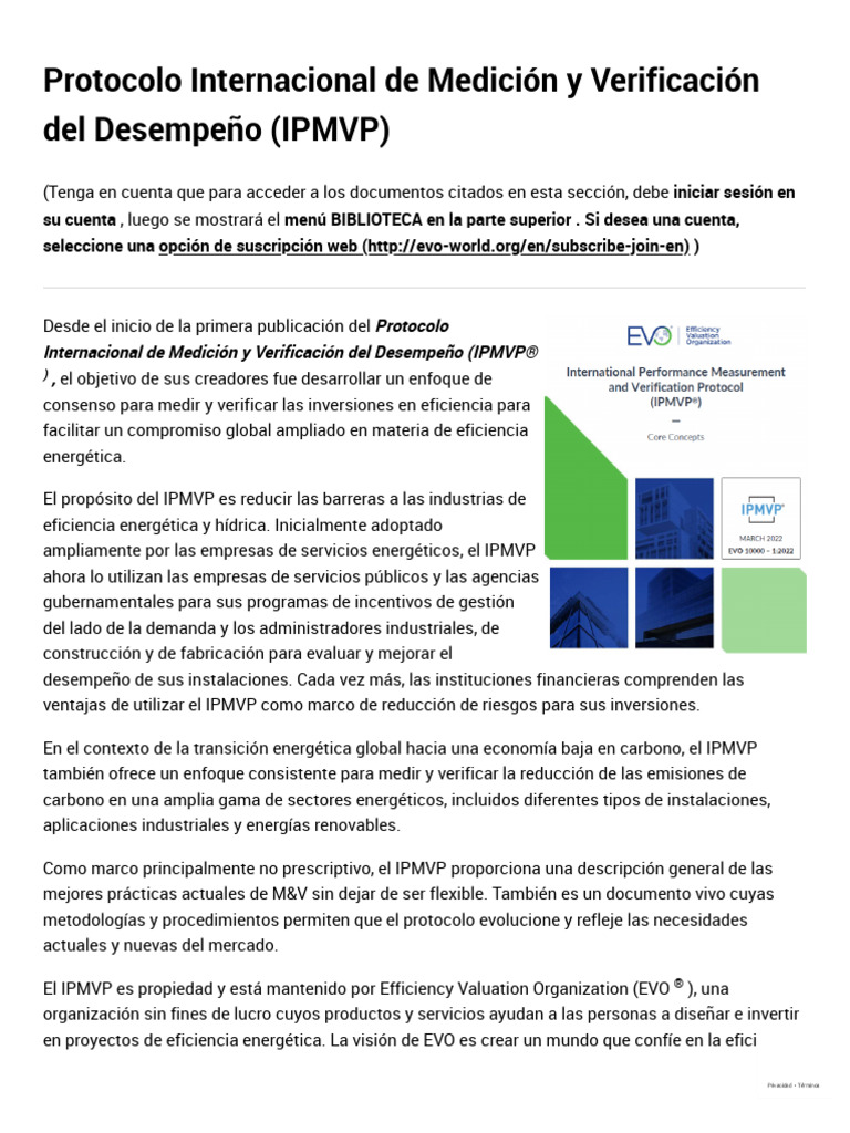 IPMVP - Organización de Valoración de Eficiencia (EVO) | PDF ...