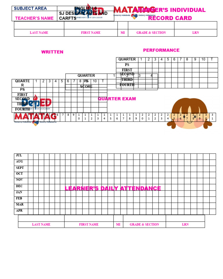 Individual-Record-Card Girls Matatag | PDF