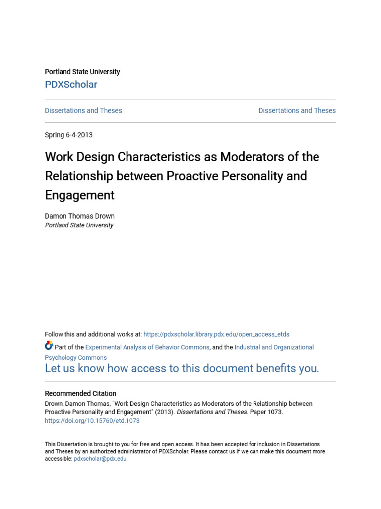 Work Design Characteristics As Moderators of The Relationship Bet | PDF ...
