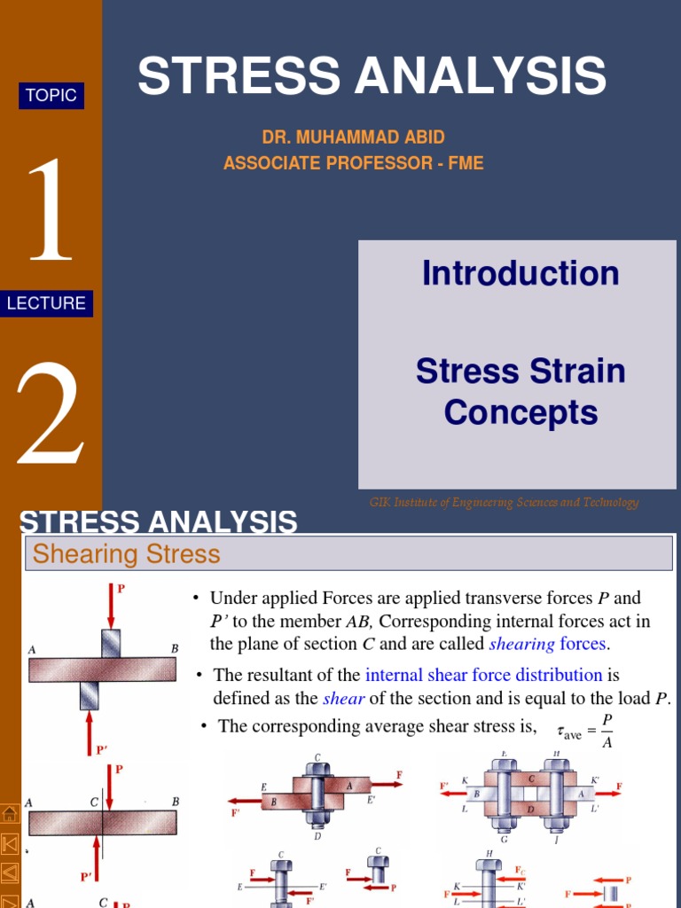 Stress Analysis: Dr. Muhammad Abid Associate Professor - Fme | PDF ...