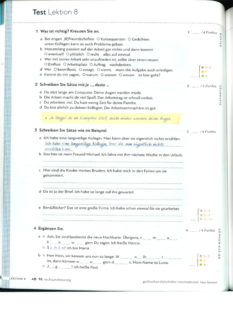 Schritte B1.2 - Test Lektion | PDF