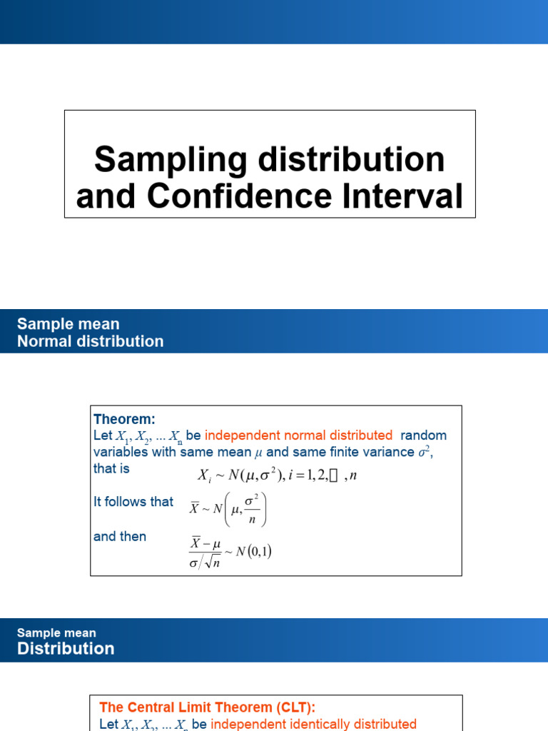 Sampling Distribution and Confidence Intervals | PDF | Normal Distribution | Confidence Interval