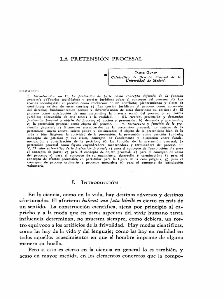 Jaime Guasp - La Pretensión Procesal | PDF | Ley procesal | Jurisdicción Jaime Guasp - La Pretensión Procesal | PDF | Ley procesal | Jurisdicción