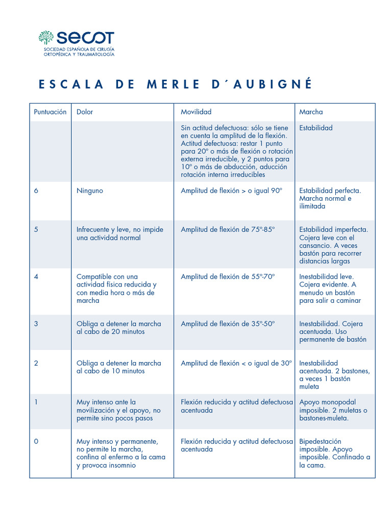 Escala de Merle D'Aubigné | PDF