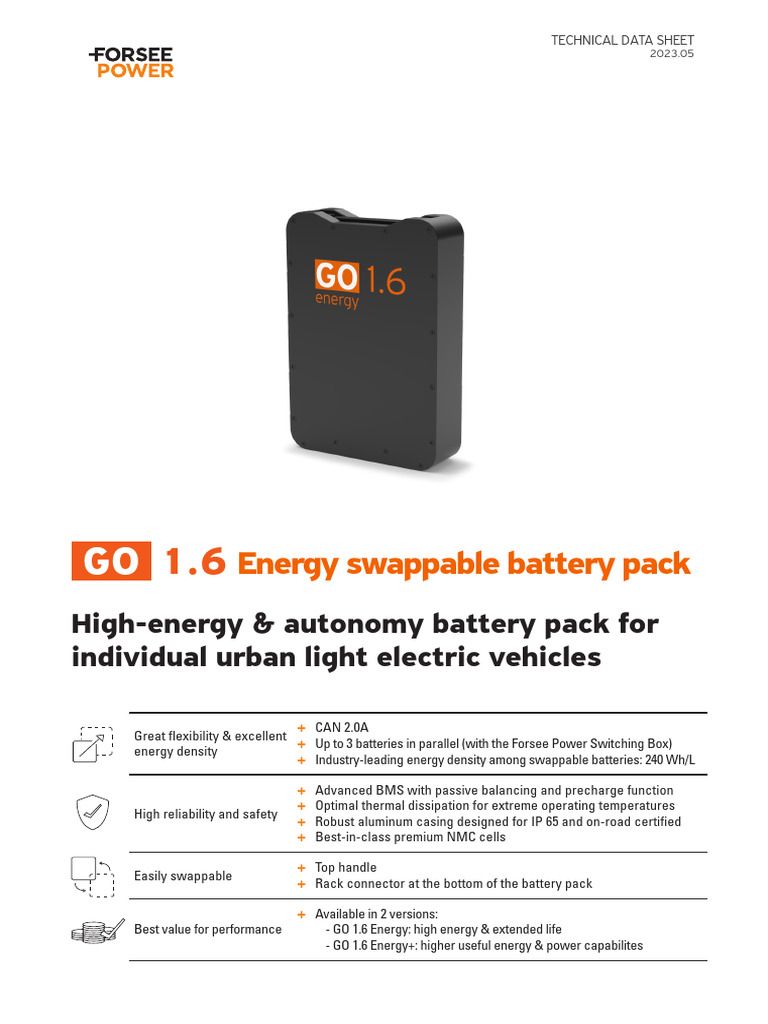 Forsee Power GO 1.6 Energy Battery Pack | PDF | Lithium Ion Battery ...