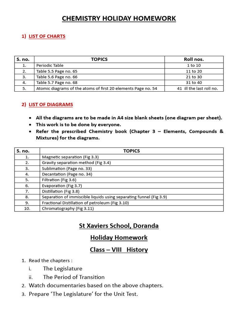 Class 8 Holiday Homework | PDF | Distillation | Applied And ...