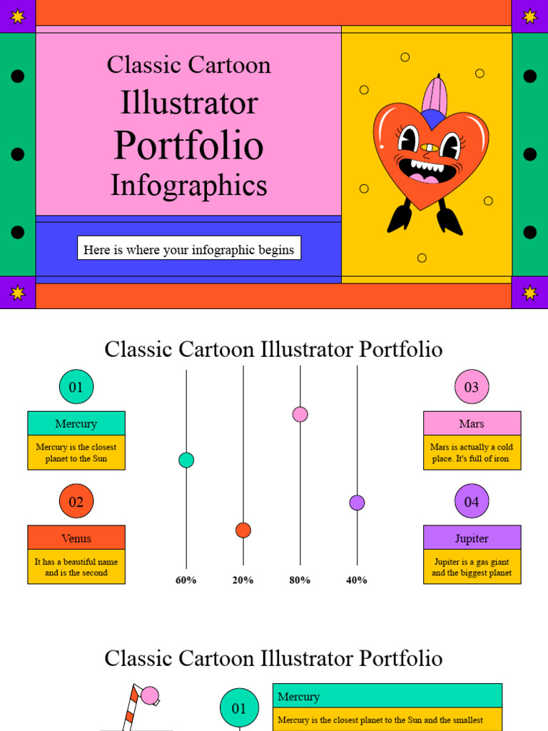 Classic Cartoon Illustrator Portfolio Infographics by Slidesgo | PDF ...