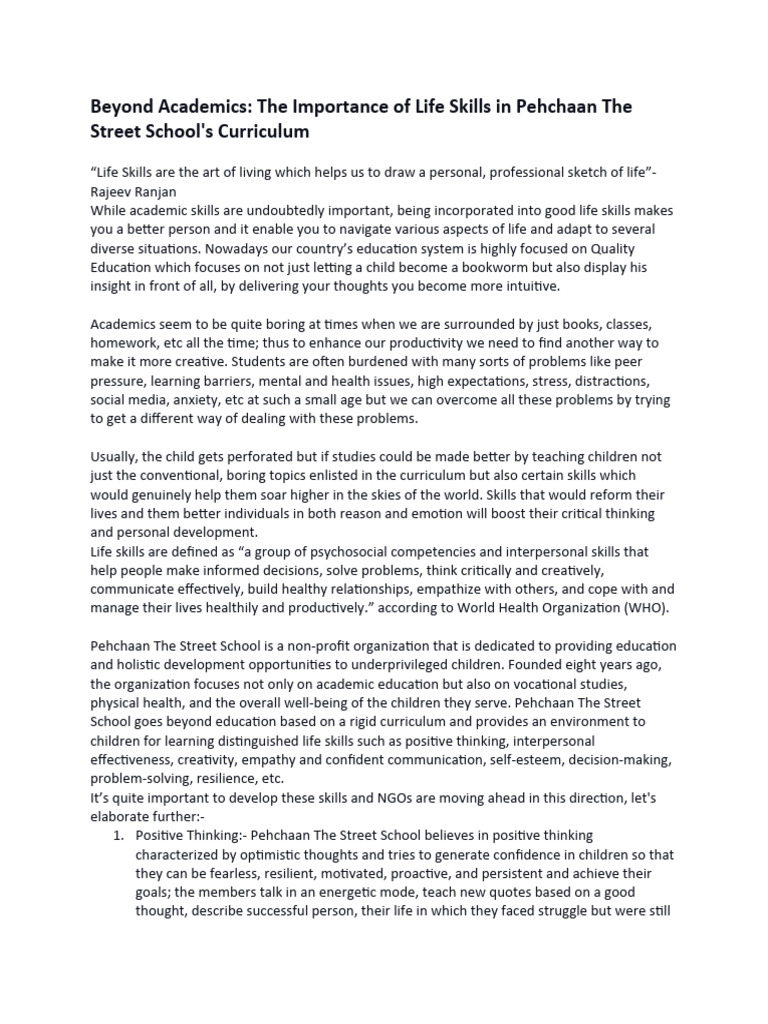 Beyond Academics | PDF | Creativity | Life Skills
