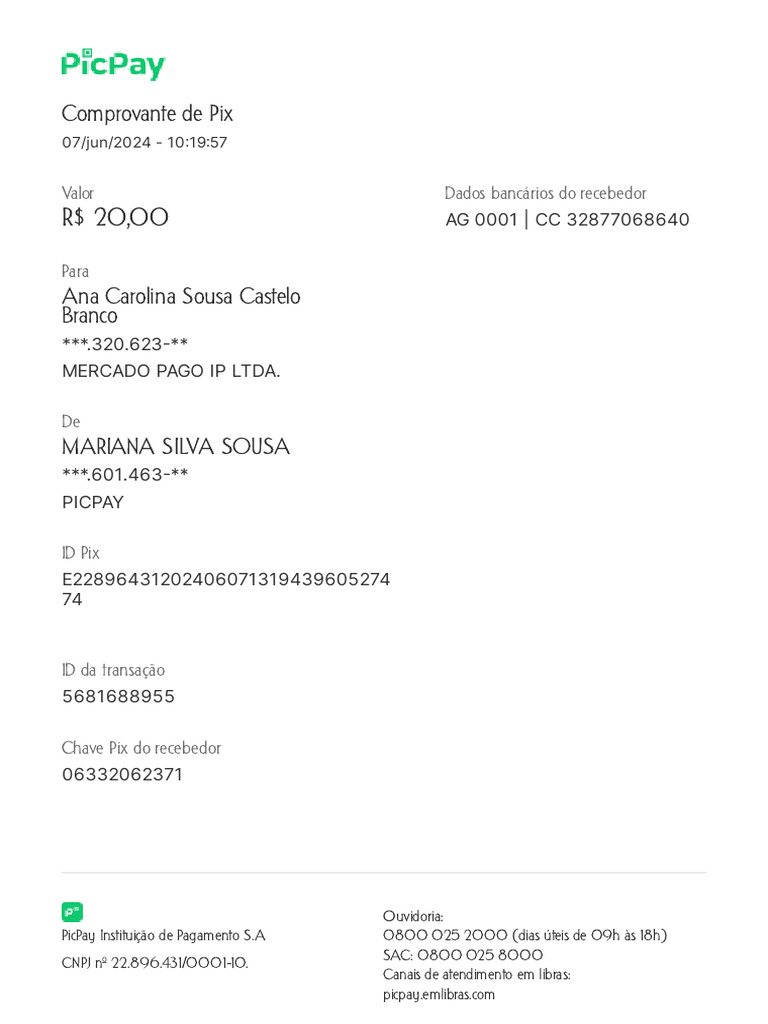 Comprovante Picpay PIX 07062024102343$ | PDF Comprovante Picpay PIX 07062024102343$ | PDF
