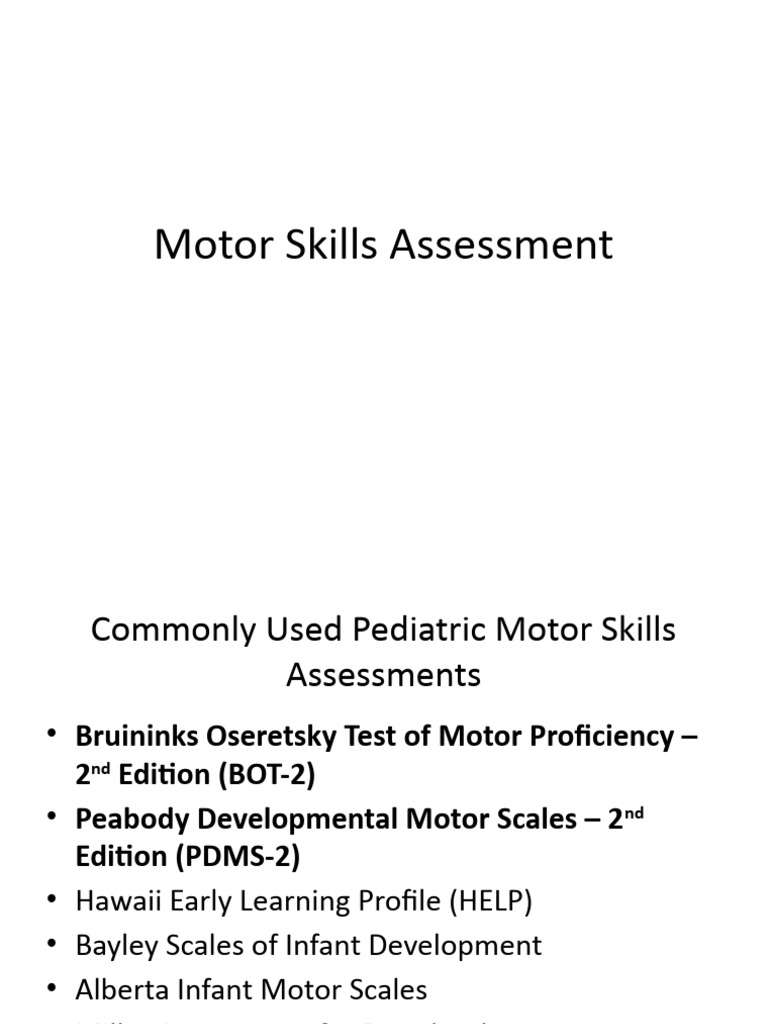 2014 - Motor Skills Assessment | PDF | Career & Growth