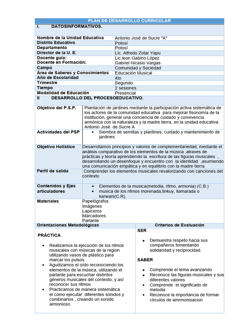 PDC 5to 2do PDC Segundo Trimstre | PDF | Armonía | Ritmo