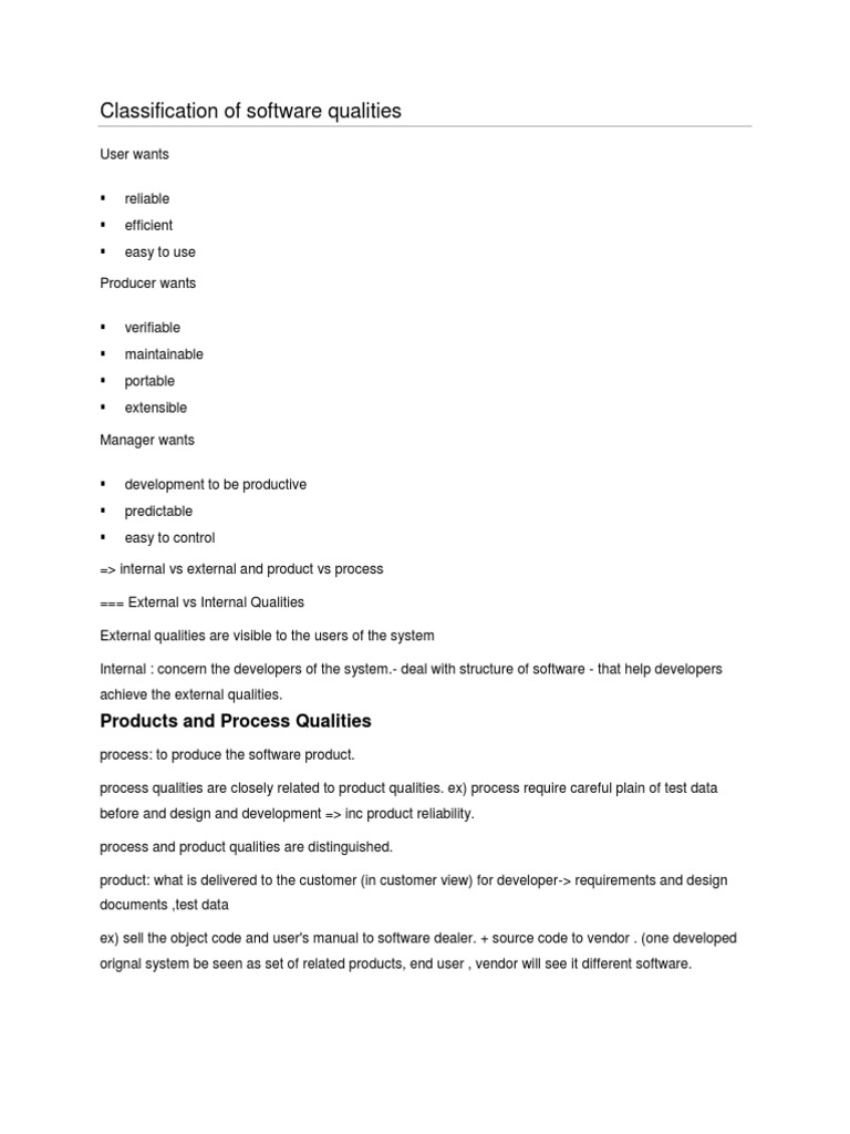 Classification of Software Qualities | PDF | Usability | Reliability Engineering