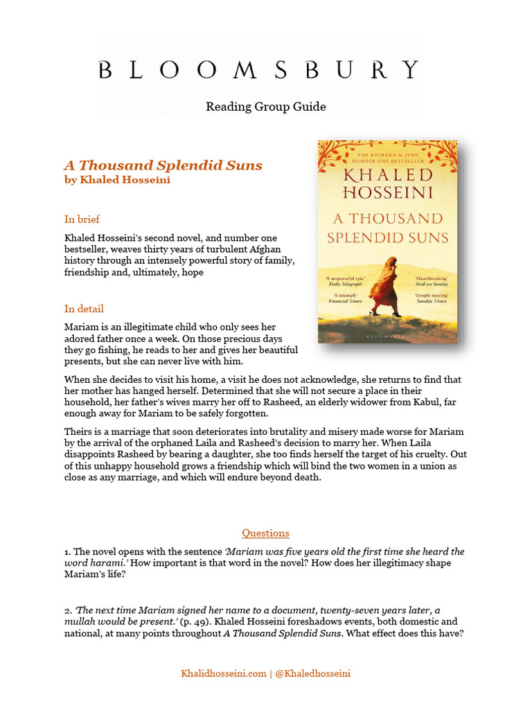 Re Read Along A Thousand Splendid Suns | PDF | Afghanistan