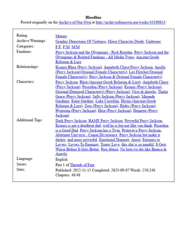 Bloodline | Download Free PDF | Zeus | Twelve Olympians