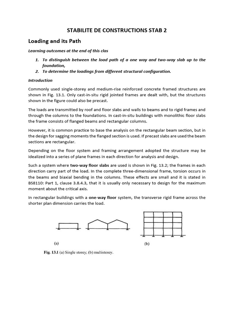 LECTURE NOTES Stab 2 Load Path | PDF | Beam (Structure) | Wall