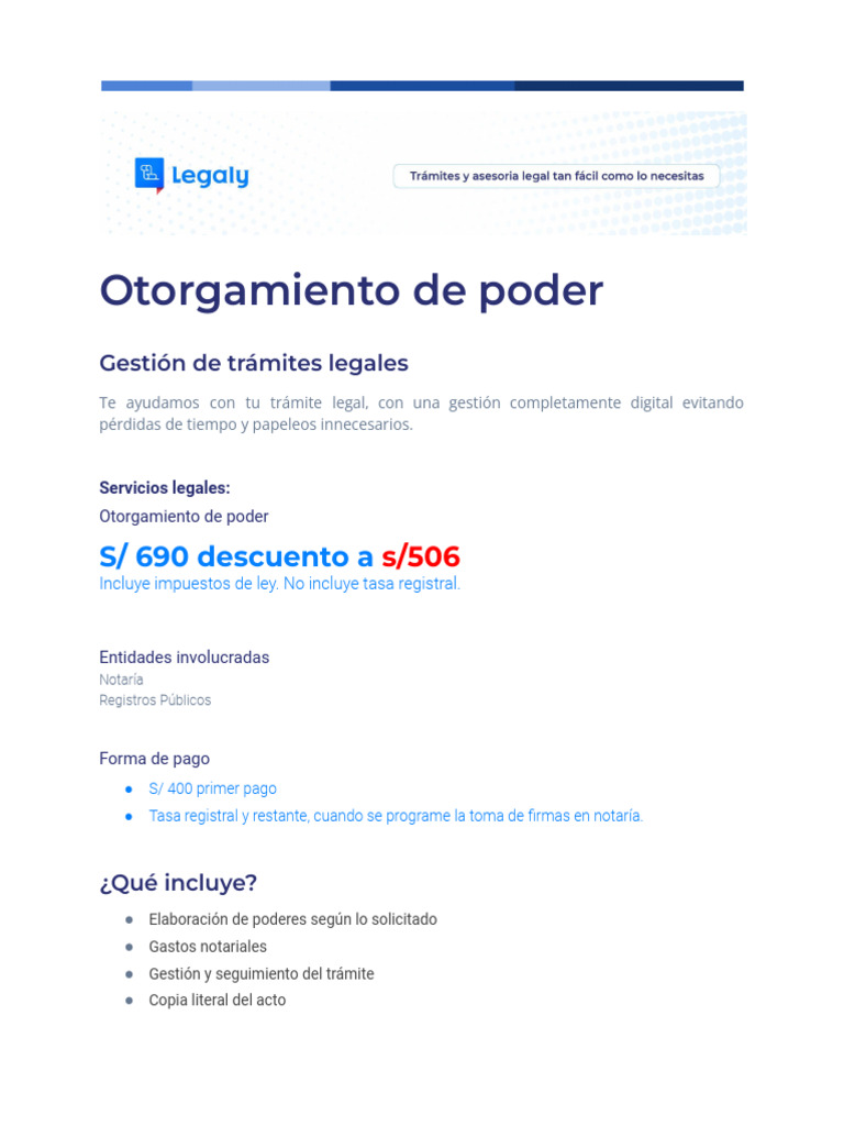 Otorgamiento de Poder - Johan Alfaro | PDF | Derecho