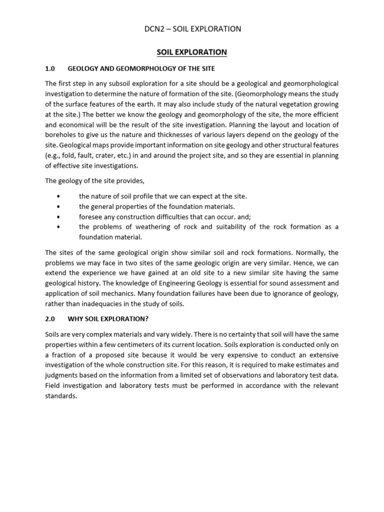 1b-Soil Exploration DCN2 | Download Free PDF | Geology | Soil Mechanics
