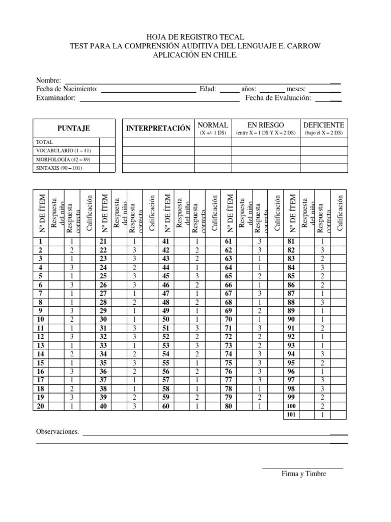 Tecal - Hoja de Respuesta | PDF