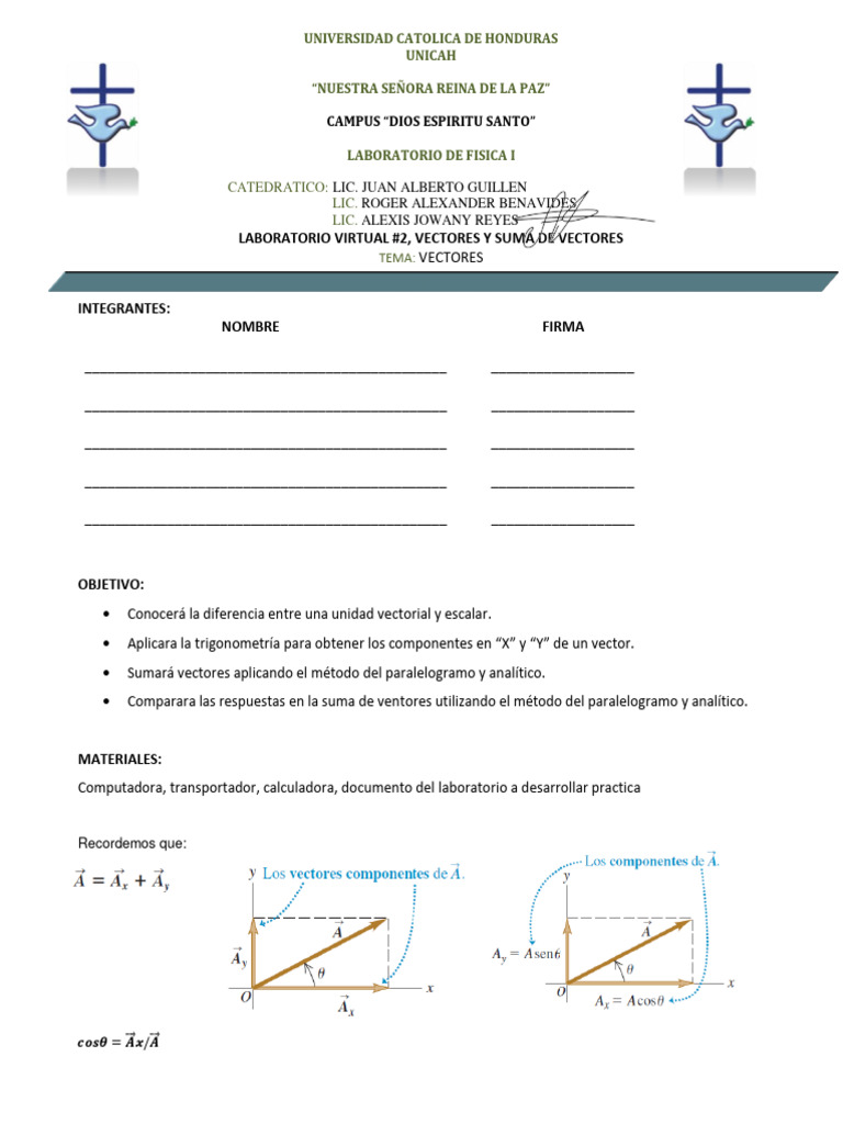 laboratorio virtual Vectores fisica I | Descargar gratis PDF | Vector Euclidiano | Álgebra lineal