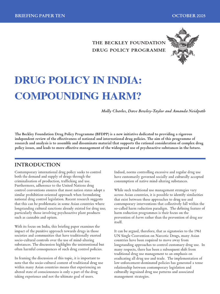 Drug Policy India 2005 | PDF | Drug Policy | Substance Abuse