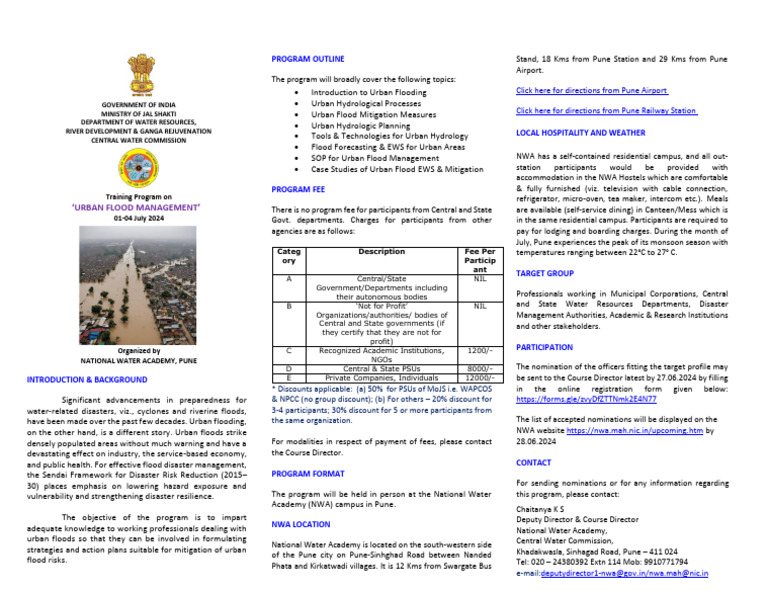 Brochure Urban - Flood - Management - July - 2024 | PDF | Risk | Earth ...