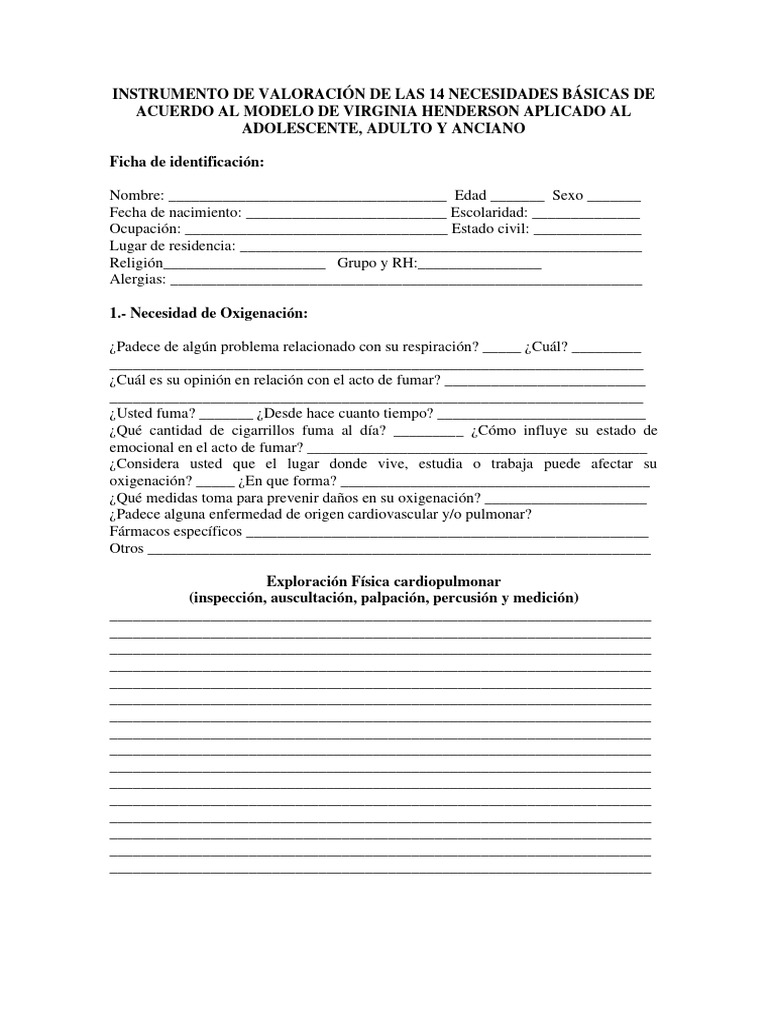 Instrumento de Valoracion | PDF | Medicina CLINICA | Especialidades Medicas