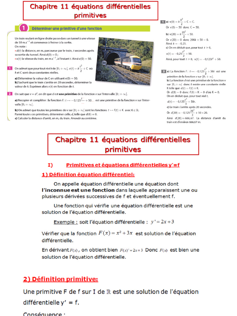 Chapitre 11 Equation Différentiel Primitives | PDF