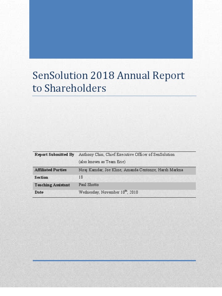 Shareholders Report | PDF | Strategic Management | Chief Financial Officer