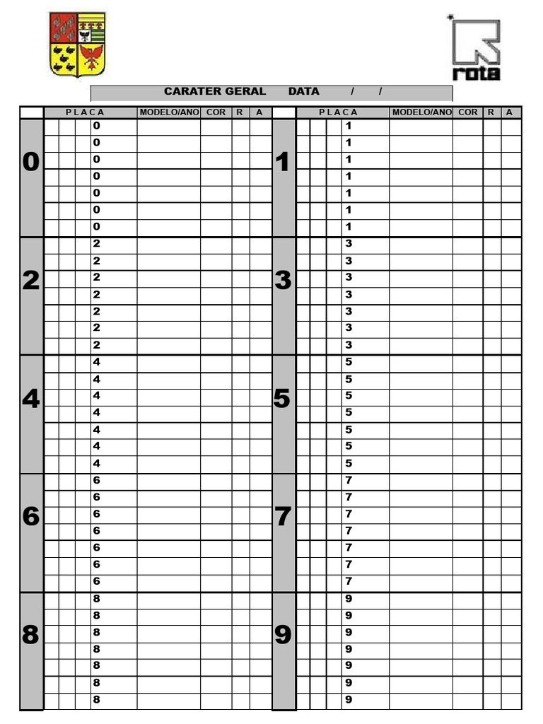 Folha de Carater Geral | PDF