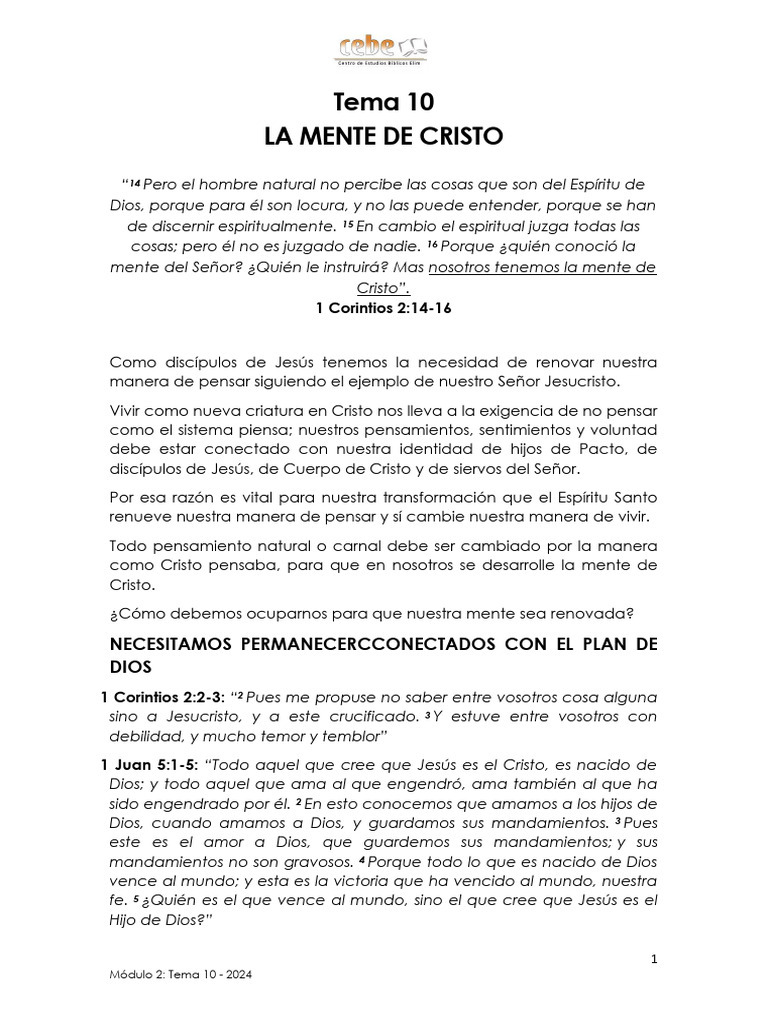 10 - La Mente de Cristo | PDF | Cristo (título) | Dios