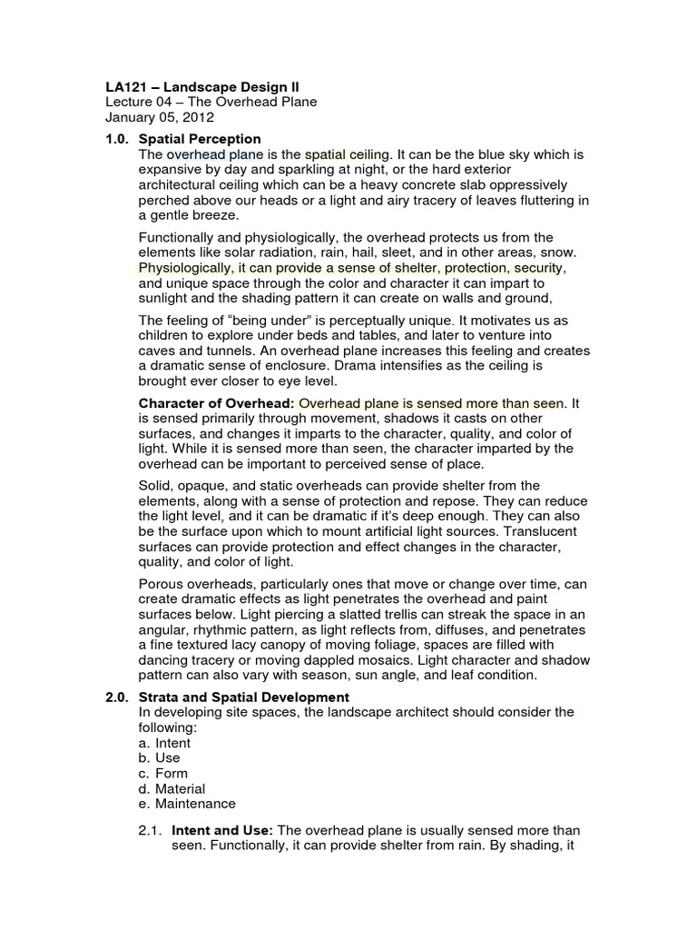 Lecture04 - THE OVERHEAD PLANE | PDF | Shadow | Light