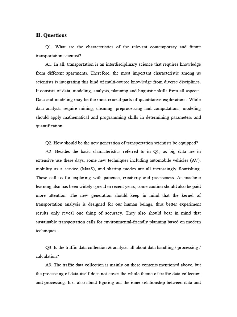 Traffic Data Collection And Analysis Qanda1 Pdf Data Computing