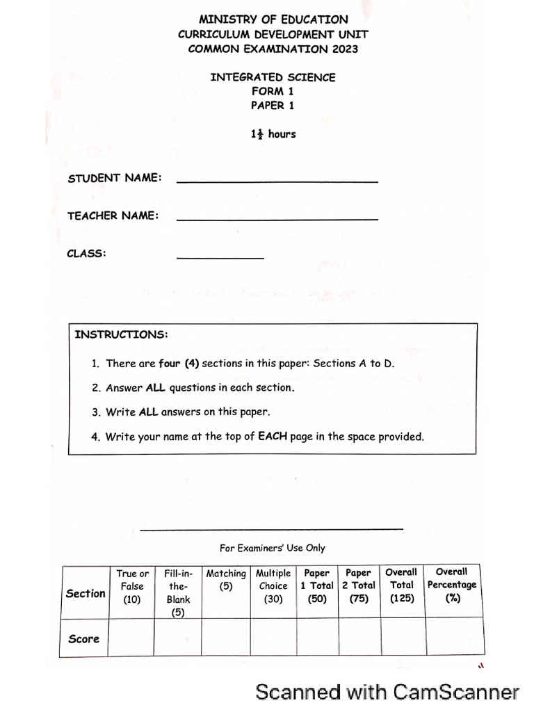 Cdu Intsci f1 p1 2023 | PDF