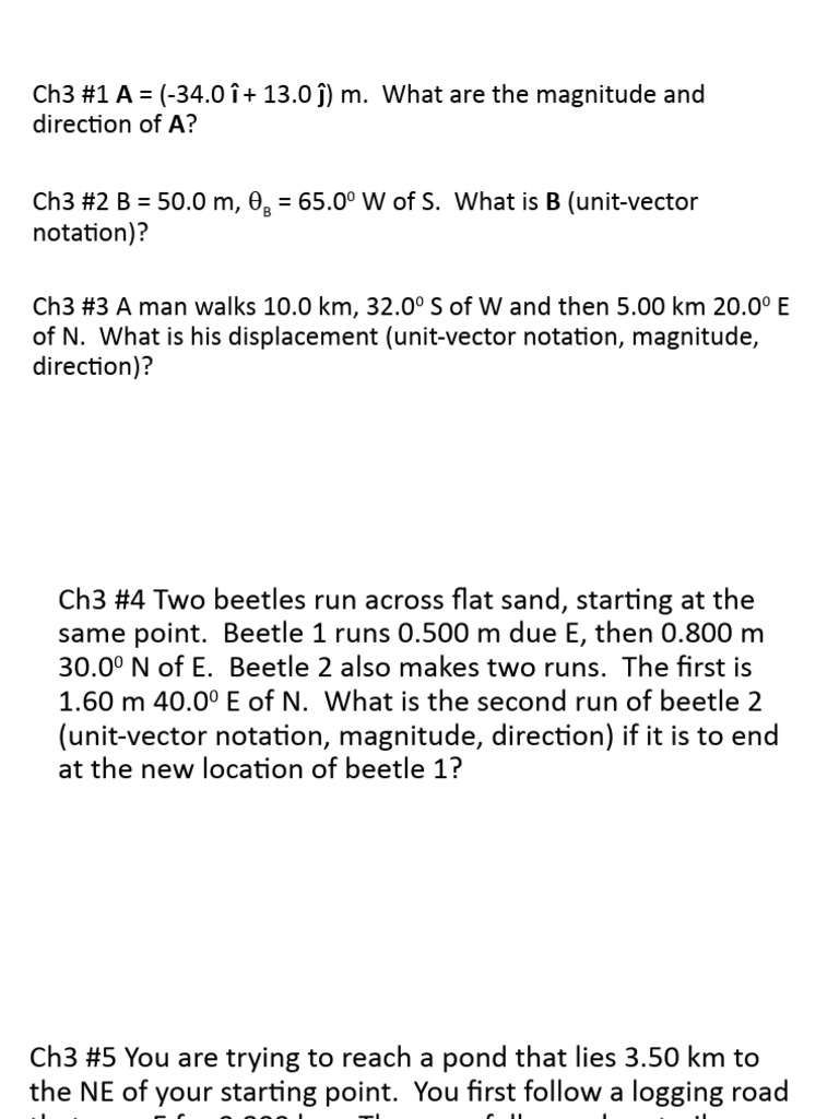 Class Problems Chapters 3 and 4 | PDF | Acceleration | Velocity
