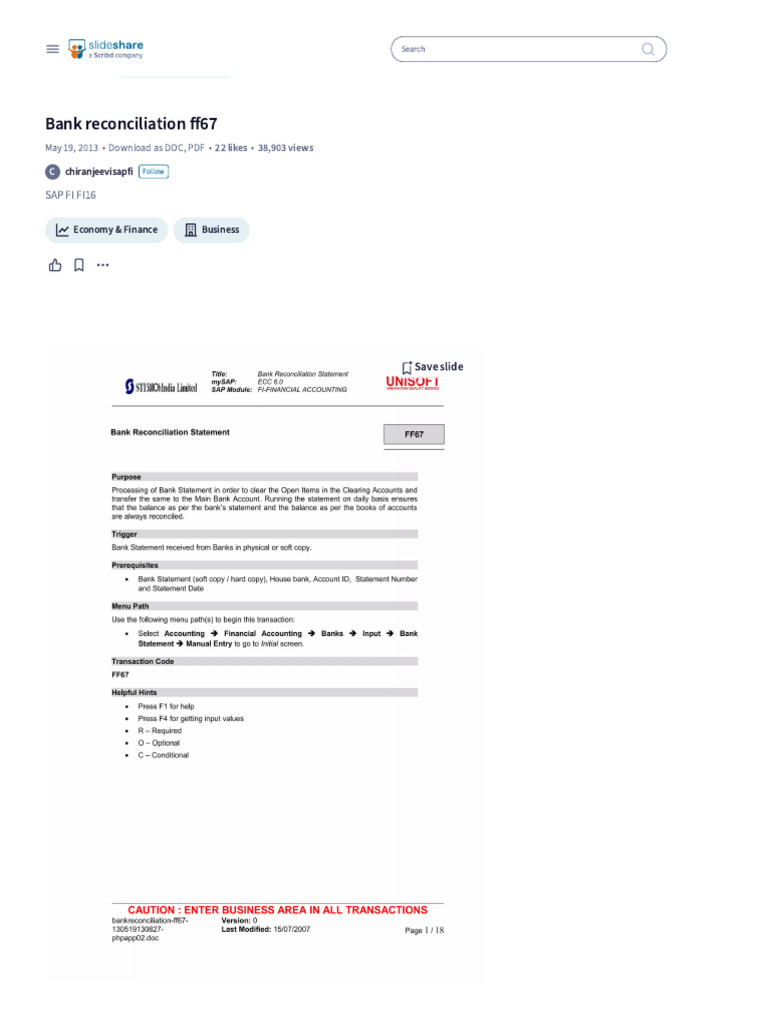 Bank Reconciliation ff67 | PDF | Cheque | Banks
