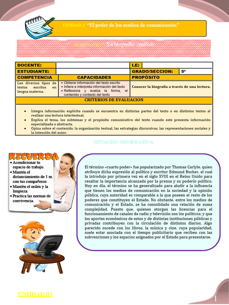 5° Act1 Com Un2 Sem 01-2023 | PDF | Historia | Ficción general
