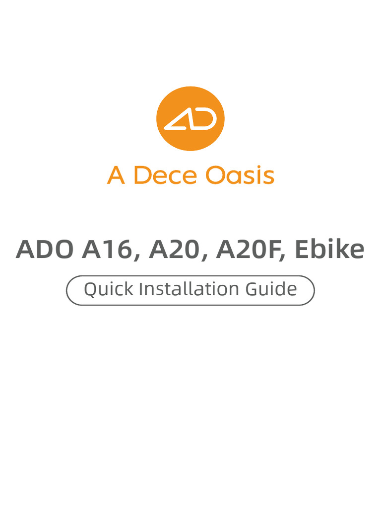 ADO A20F Ebike Installation Guide | PDF | Screw | Manufactured Goods