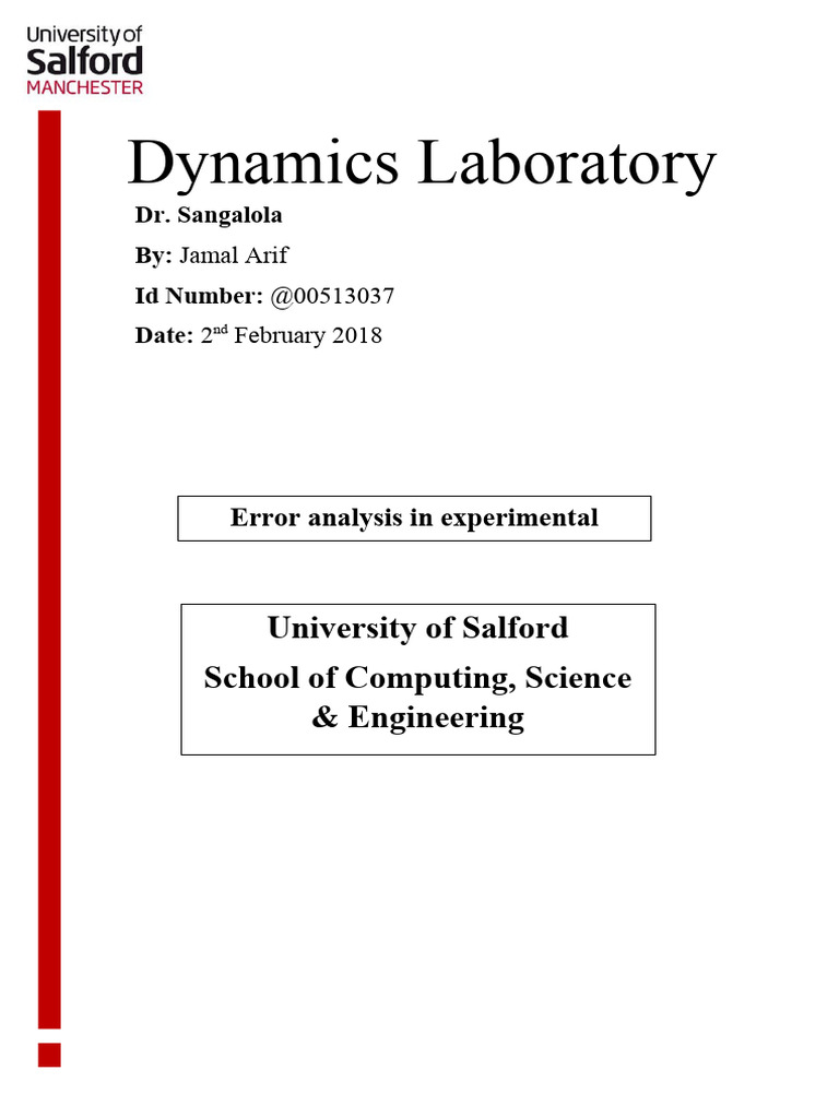 Jamal Arif Dynamics Laboratory | PDF | Standard Deviation | Uncertainty