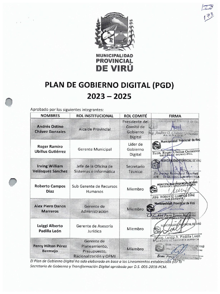 PLAN DE GOBIERNO DIGITAL 2023-2025 MN Viru PDF | PDF