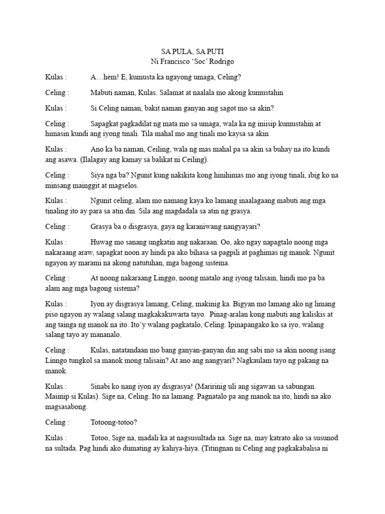 Sa Pula Sa Puti Script | PDF